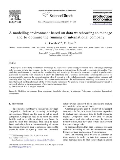 A Modelling Environment Based On Data Warehousing To Manage Pdf Data Warehouse Computing