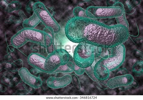 Close 3d Illustration Microscopic Cholera Bacteria Stock Illustration