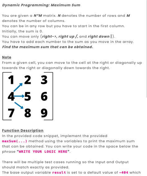 Solved Dynamic Programming Maximum Sum You Are Given A N M Chegg