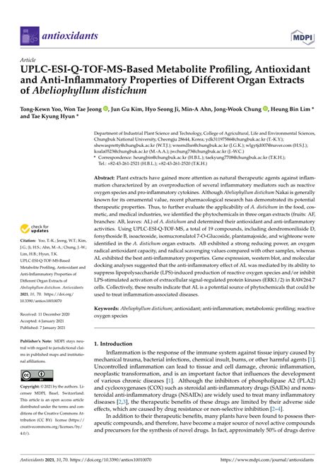 Pdf Uplc Esi Q Tof Ms Based Metabolite Profiling Antioxidant And