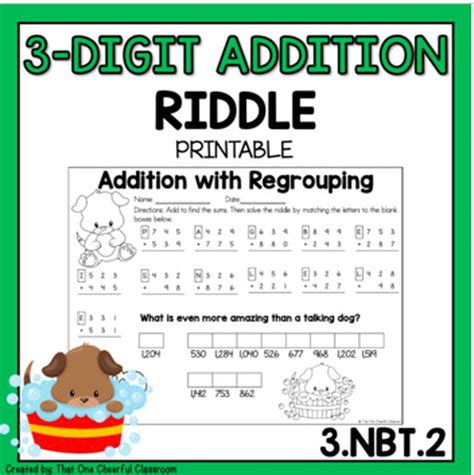 3 Digit Addition Math Riddle Math Riddles Math Maths Puzzles