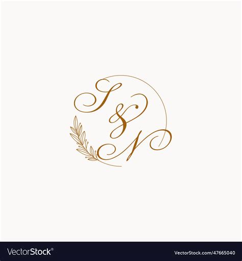 Initials Sn Wedding Monogram Logo With Leaves Vector Image