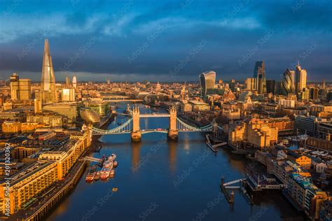 London England Panoramic Aerial Skyline View Of London Including