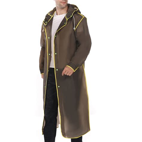 Luxalzxs Long Clear Rain Jacket Womens Mens Waterproof With Hood