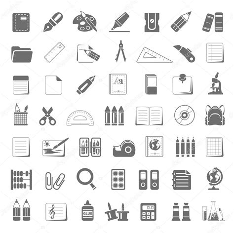 Black Icons School Supplies Stock Vector Image By ©zzelimir 118376978