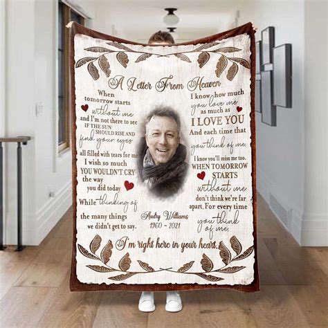 Letter From Heaven Personalized Memorial Blankets In Memory Blanket