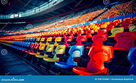 Row Of Seats In Stadium With Rows Of Seats In Front Of Them Generative
