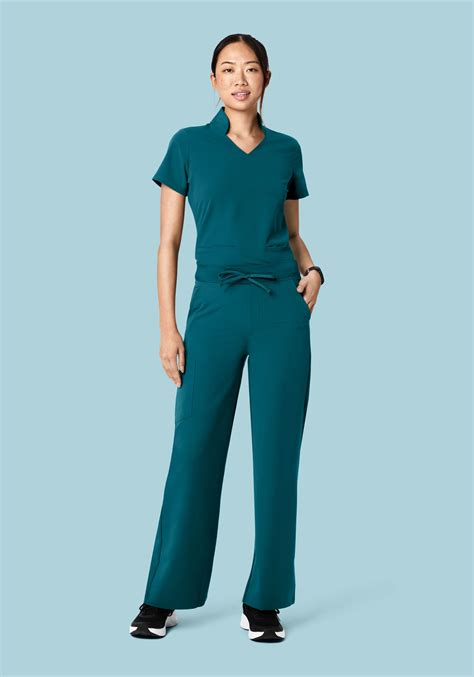High Waisted Wide Leg Caribbean Blue Mandala Scrubs