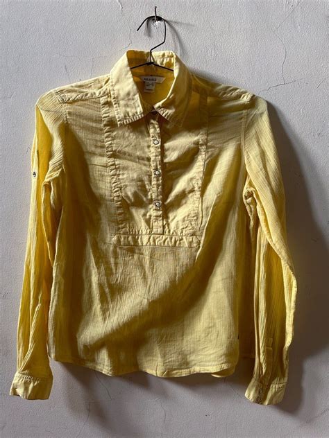 Mango Kemeja Kuning Muda Fesyen Wanita Pakaian Wanita Atasan Di