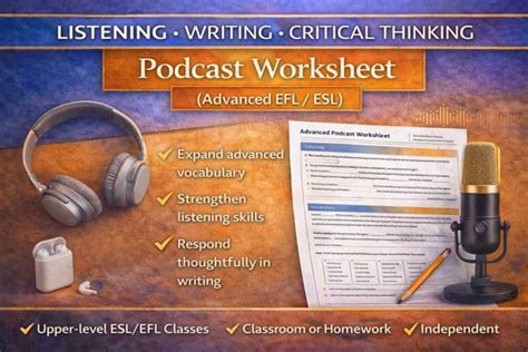 Podcast Listening And Writing Worksheet For Eslefl Learners Tpt