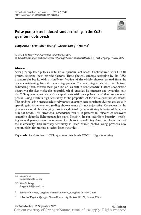 Pulse Pump Laser Induced Random Lasing In The Cdse Quantum Dots Beads
