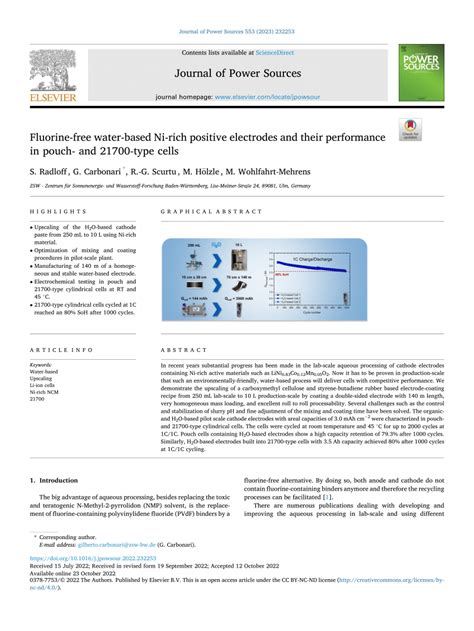 Pdf Fluorine Free Water Based Ni Rich Positive Electrodes And Their Performance In Pouch And