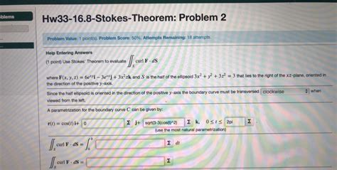 Solved Blems Hw33 168 Stokes Theorem Problem 2 Problem