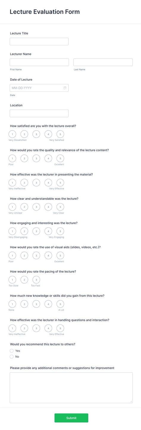 Lecture Evaluation Form Template Jotform