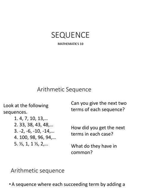 arithmetic sequence pdf mathematics mathematical concepts