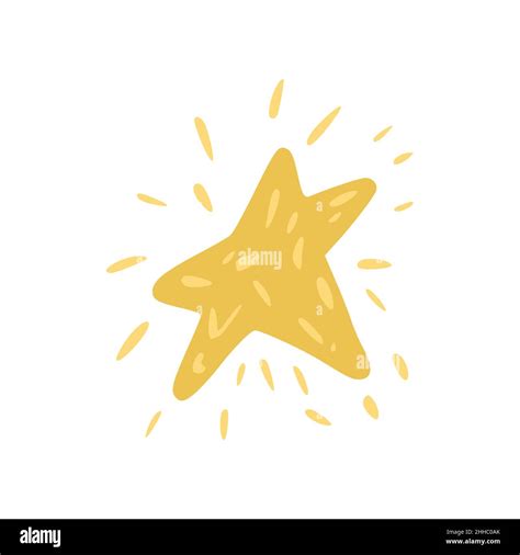 Angular Star Isolated On White Background Hand Drawn Sketch Magic
