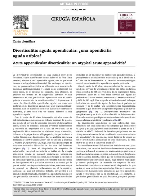 Pdf Diverticulitis Aguda Apendicular ¿una Apendicitis Aguda Atípica