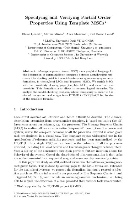 pdf specifying and verifying partial order properties using template mscs