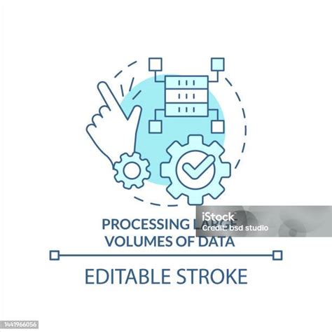 Processing Large Volumes Of Data Turquoise Concept Icon Stock Illustration Download Image Now