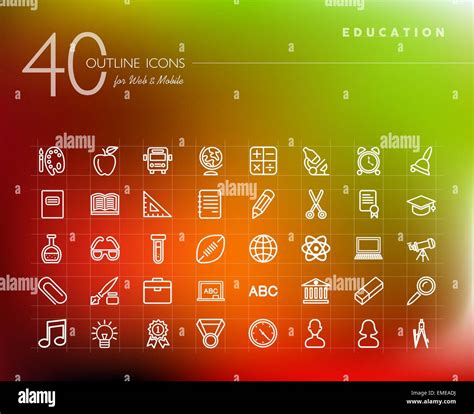 Education Outline Icons Set Stock Vector Image And Art Alamy