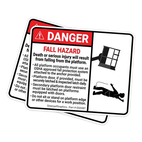 2 Pack Fall Hazard Sticker Size 5 X 4 Warning Decal Safety