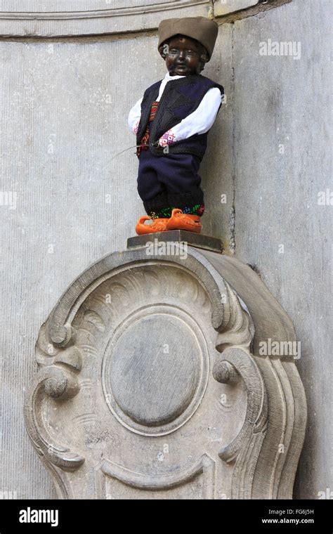 Manneken Pis Dressed In The National Costume Of Serbia In Brussels