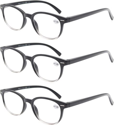 Modfans Round Stylish Reading Glasses 3 Pair With Spring Hinge Fashion Glasses For