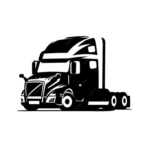 Premium Vector Semi Truck 18 Wheeler Monochrome Side View Silhouette