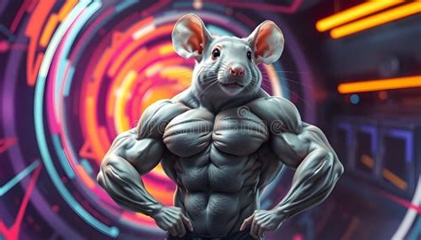 Muscular Mouse In A Futuristic Setting Stock Illustration Illustration Of Creative Lights