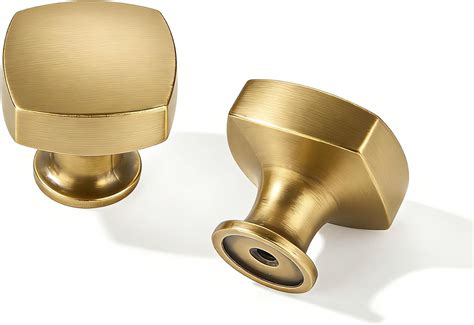 Khtumeware 10 Pack Knob Brushed Brass Cabinet Knobs Satin Brass Heavy