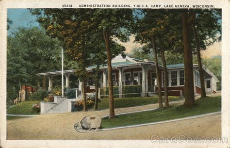 Administration Building Ymca Camp Lake Geneva Wi Postcard