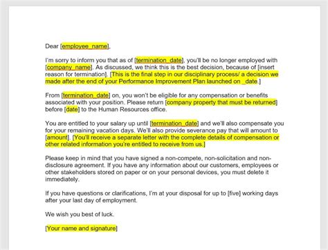 Termination Letter Template Termination Letter Termination Template