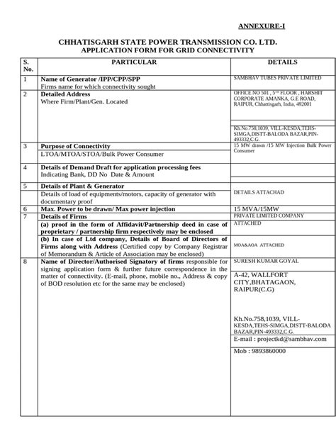 Grid Connectivity Format Pdf Electrical Substation Power Engineering