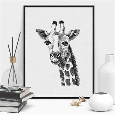 Giraffe Wall Art Black And White At Cody Learmonth Blog