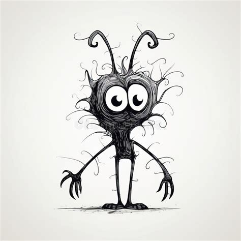 Continuous Line Monster Illustration On White Isolated Background Stock Illustration