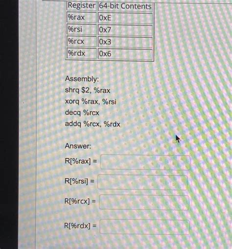Solved Given The Following Initial Register Contents What