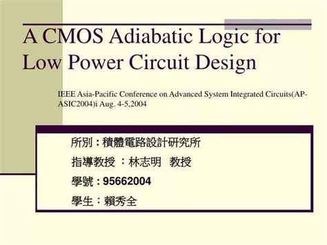 Ppt A Cmos Adiabatic Logic For Low Power Circuit Design Powerpoint