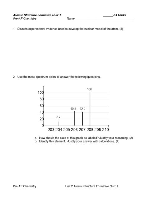 Unit 2 Atomic Structure Formative Quiz 1 Pdf Isotope Atoms