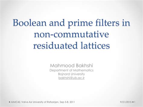 Pdf Boolean And Prime Filters In Non Commutative Residuated Lattices