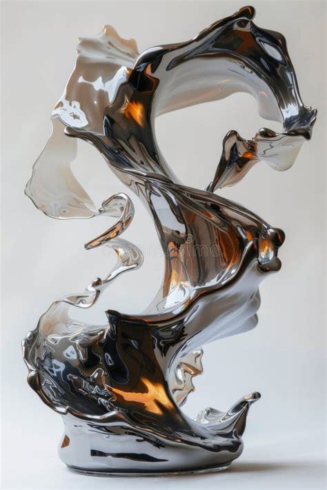 Dynamic Sculpture Capturing Flowing Liquid Metal Effects Creating A Sense Of Movement And Life