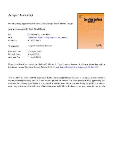 Pdf Deep Learning Approach For Human Action Recognition In Infrared