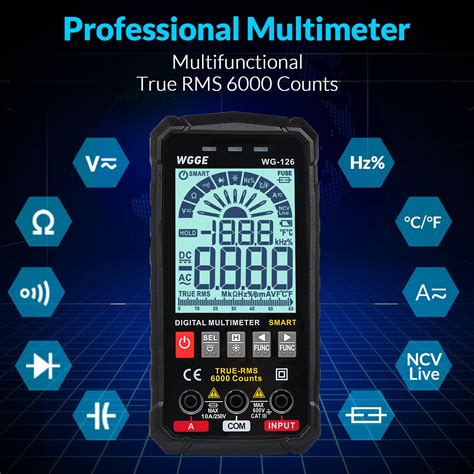 Digital Multimeter Voltmeter Smart Electrical Tester Measures Voltage Current