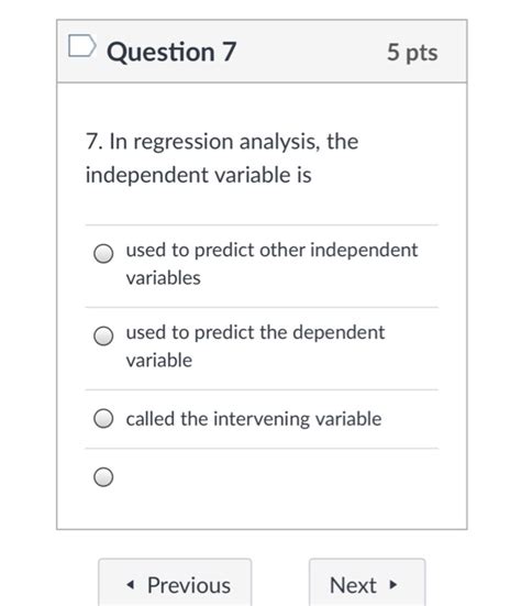solved question 6 5 pts 6 regression analysis is a