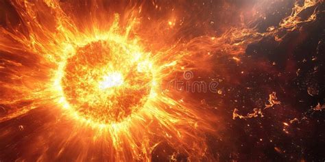 Exploding Sun With Solar Flares Intense Solar Activity In Space