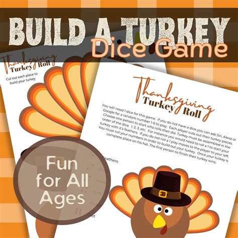 Build A Turkey Thanksgiving Dice Game Thanksgiving Game Printable