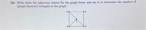 Solved Q4 Write Down The Adjacency Matrix For The Graph