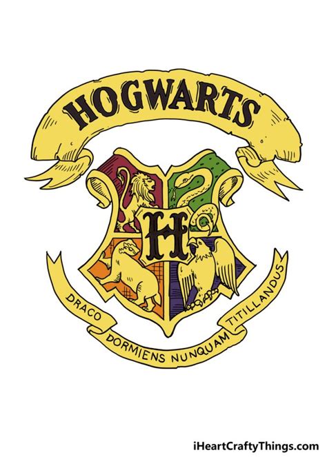 How To Draw The Hogwarts Crest Step By Step