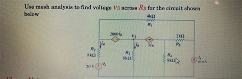 solved use mesh analysis to find voltage v3 across rs for