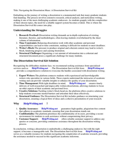 Dissertation Survival Kit Pdf Cost Of Living Thesis