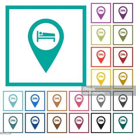 Ilustración De Mapa De Hotel Gps Iconos De Color Plano De Localización Con Los Marcos De